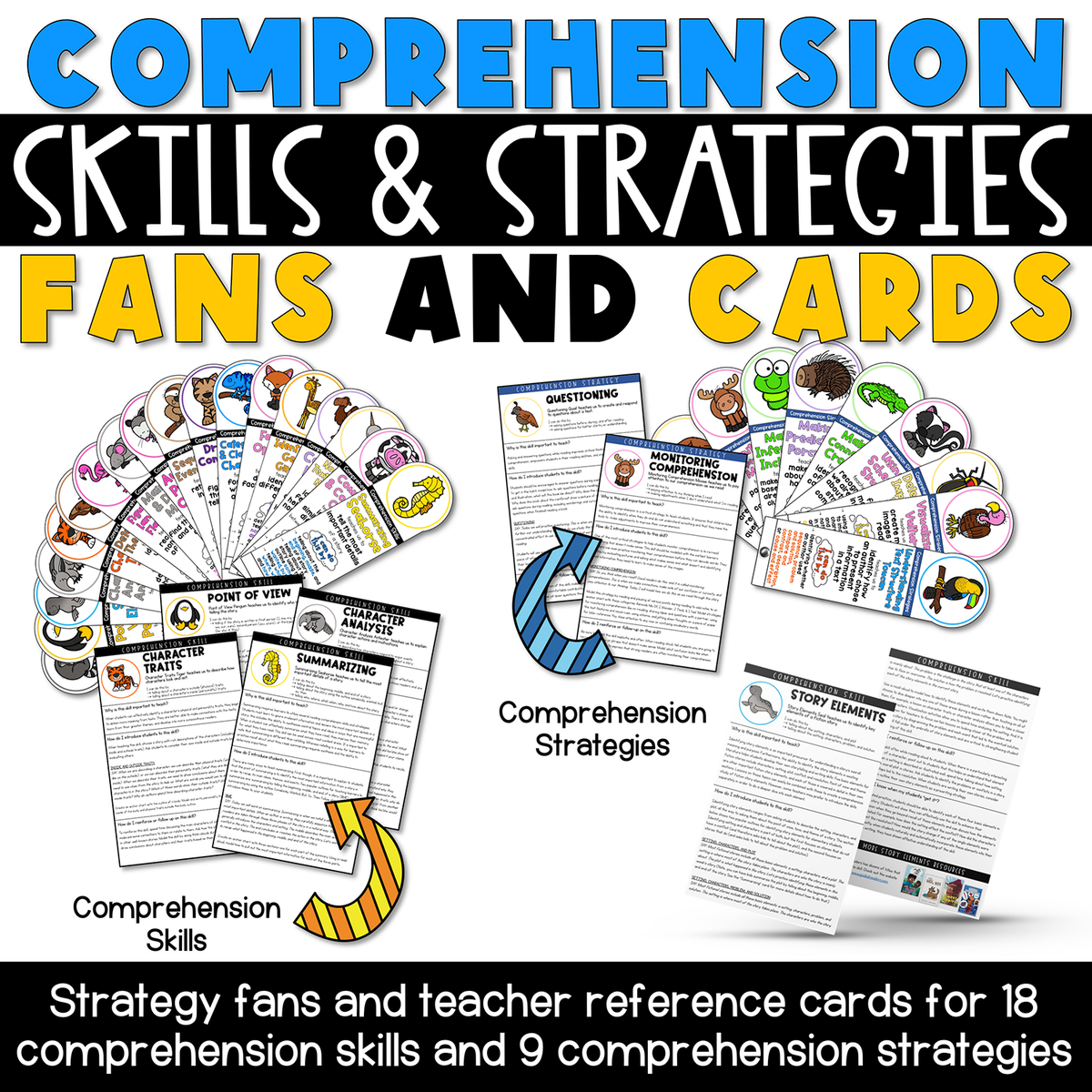 Comprehension Skills and Strategies Fans and Cards – Simply Skilled ...