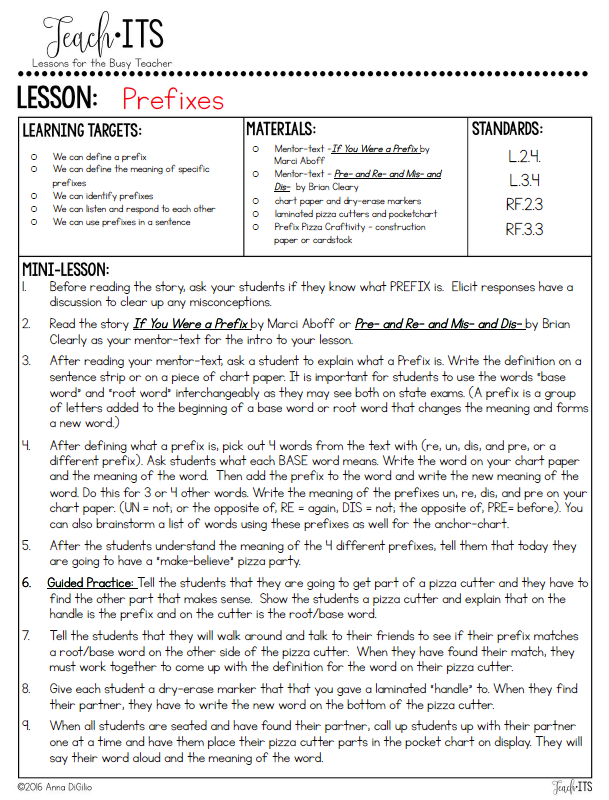 Prefixes Lesson Plan – Simply Skilled Teaching